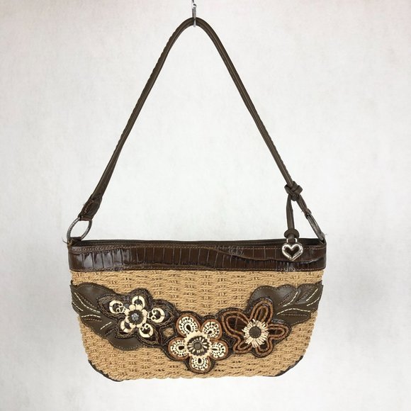 Brighton | Bags | Brighton Womens Dianthe Brown Jute Leather Flower ...